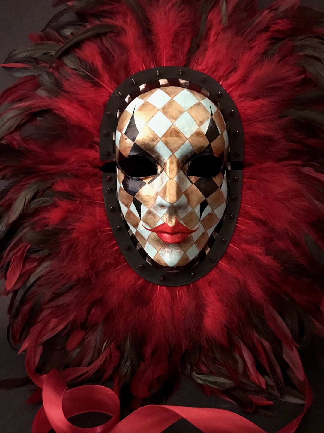 MADE TO ORDER .double Mask. Harlequin Mask. Mask With Feathers ...