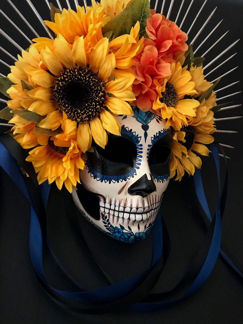 MADE TO ORDER Catrina Mask With Flowers .day of the Dead - Etsy