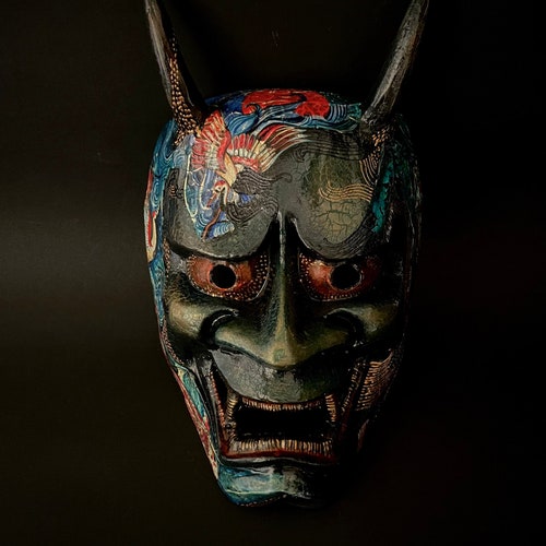 Japanese Hannya Mask: Black&white Made to ORDER Samurai - Etsy