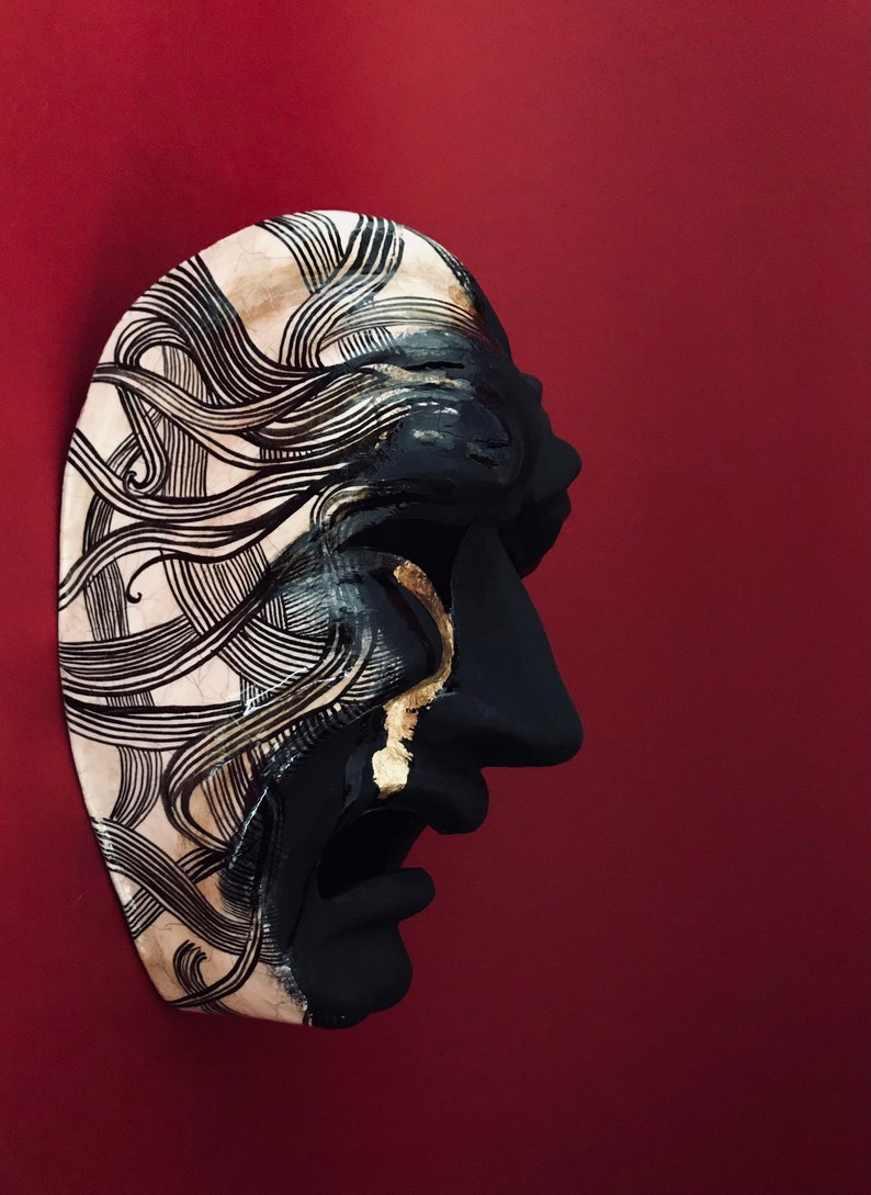 Made to Order . Tragedy Mask. Theater Mask. Masquerade Mask. - Etsy
