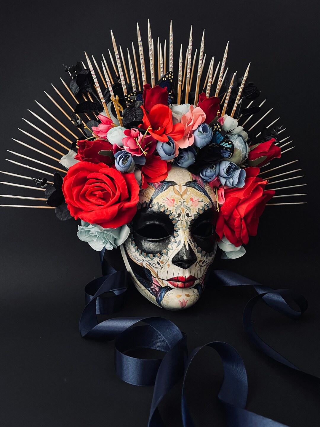 MADE TO ORDER. Catrina Mask With Birds. Catrina Mask. Day of the Dead ...