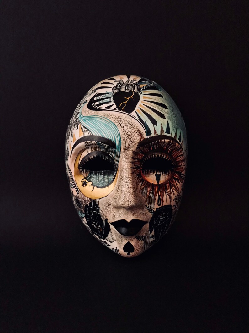 Available. Good Luck mask. Tarot mask. Sun mask. Moon mask. | Etsy
