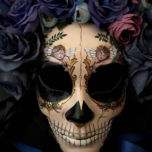 Made to Order. Catrina Mask With Blue Flowers and Angels. Day of the ...