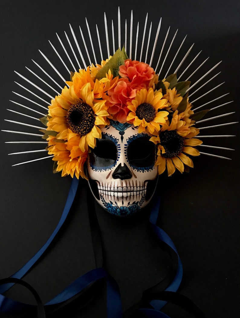 MADE TO ORDER Catrina Mask With Flowers .day of the Dead - Etsy