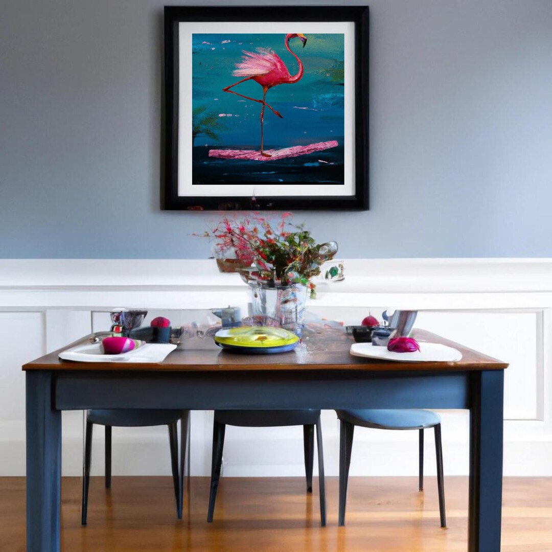 Flamingo Abstract Oil Painting AI Print Download - Etsy
