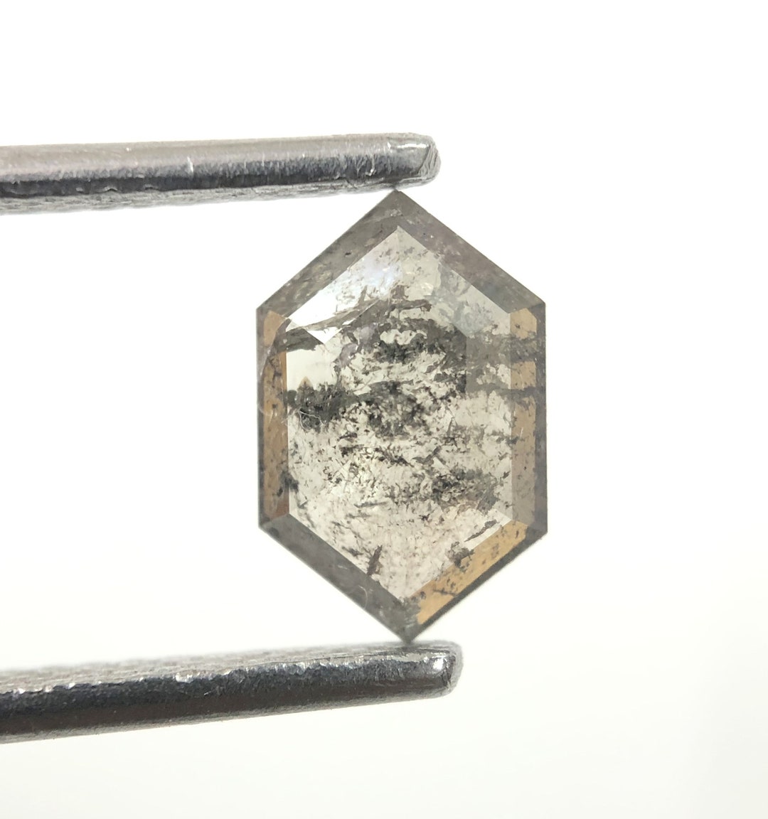 0.95 CT 8.94 X 5.73 MM Salt and Pepper Hexagon Shape Diamond, Natural ...