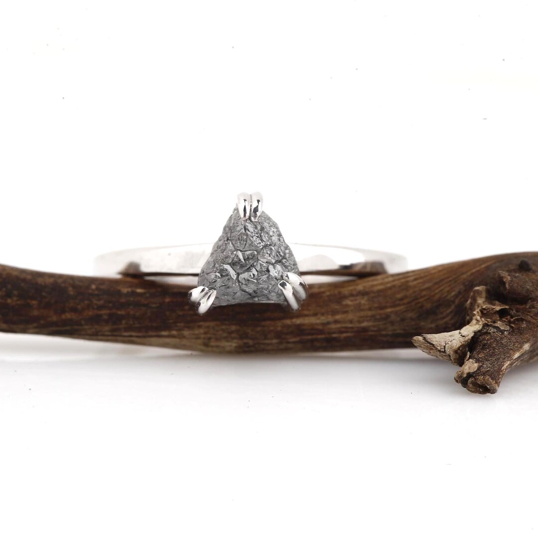 14k Gold Rough Diamond Ring | Tringale Engagement, Anniversary - Etsy