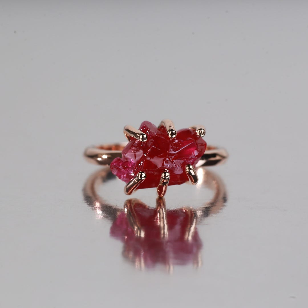 Raw Pink Spinel Ring | 14K Rose Gold, Unique Engagement - Etsy