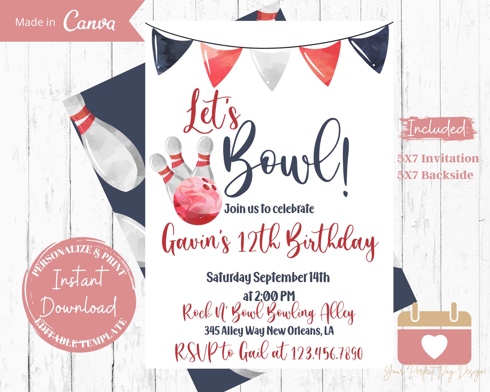 Bowling Invitation, Bowling Party Invite, Boy Bowling Birthday ...