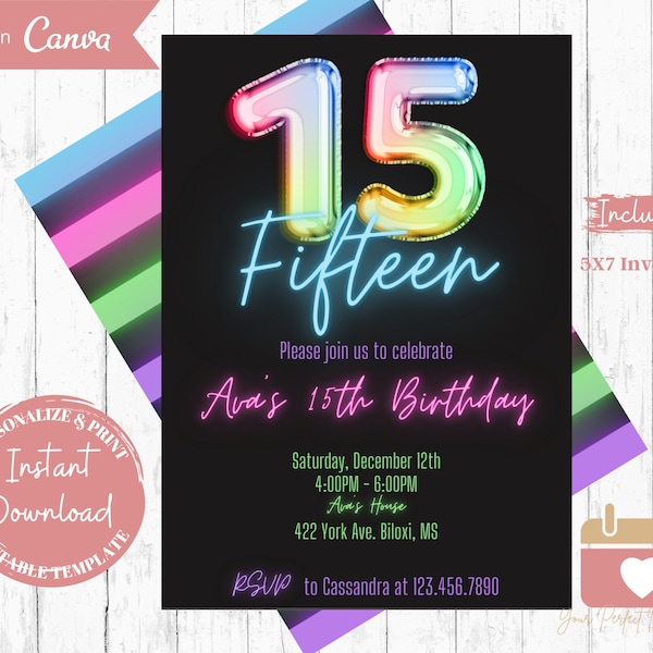 15th Birthday Invitation for Boys - Etsy