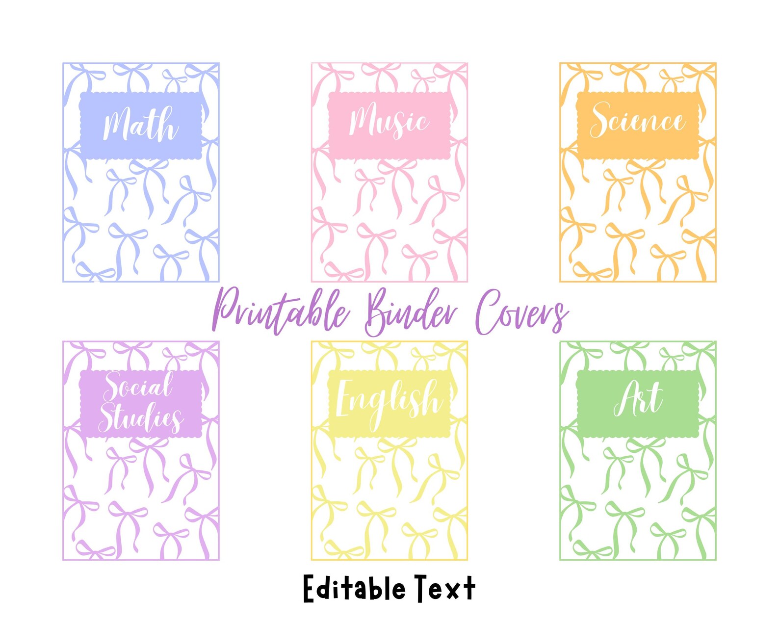 Editable Pastel Bow Binder Covers & Spines: Teacher Planner (digital ...
