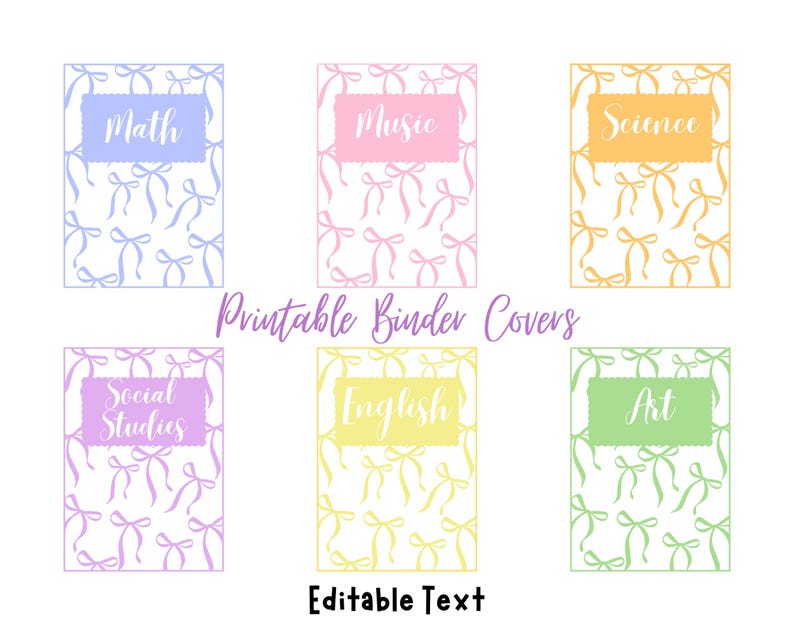 Editable Pastel Bow Binder Covers & Spines: Teacher Planner (digital ...