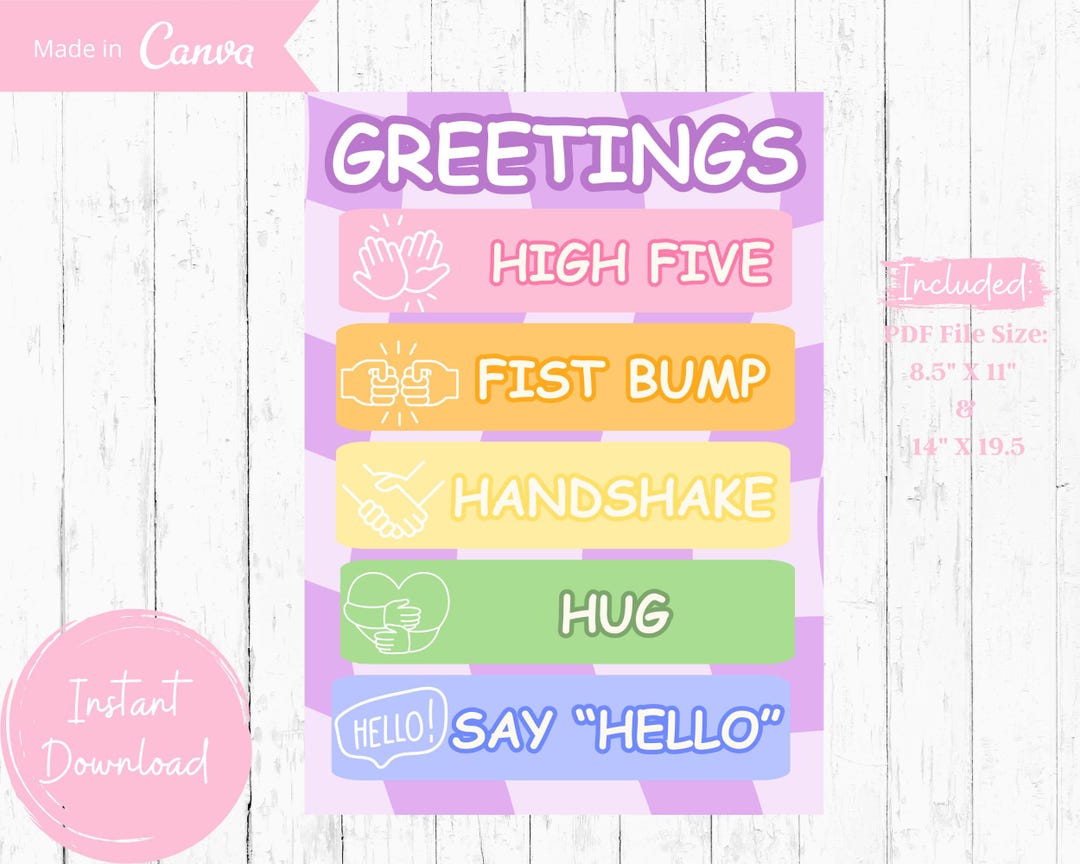 Classroom Greetings Poster | Printable Social-emotional Learning Decor ...