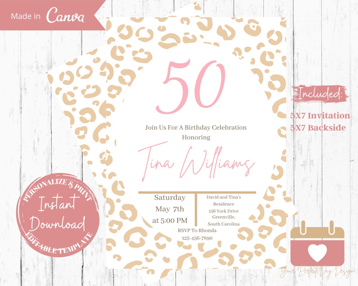 Animal Print Birthday Invitations Printable Party Invitation | Etsy