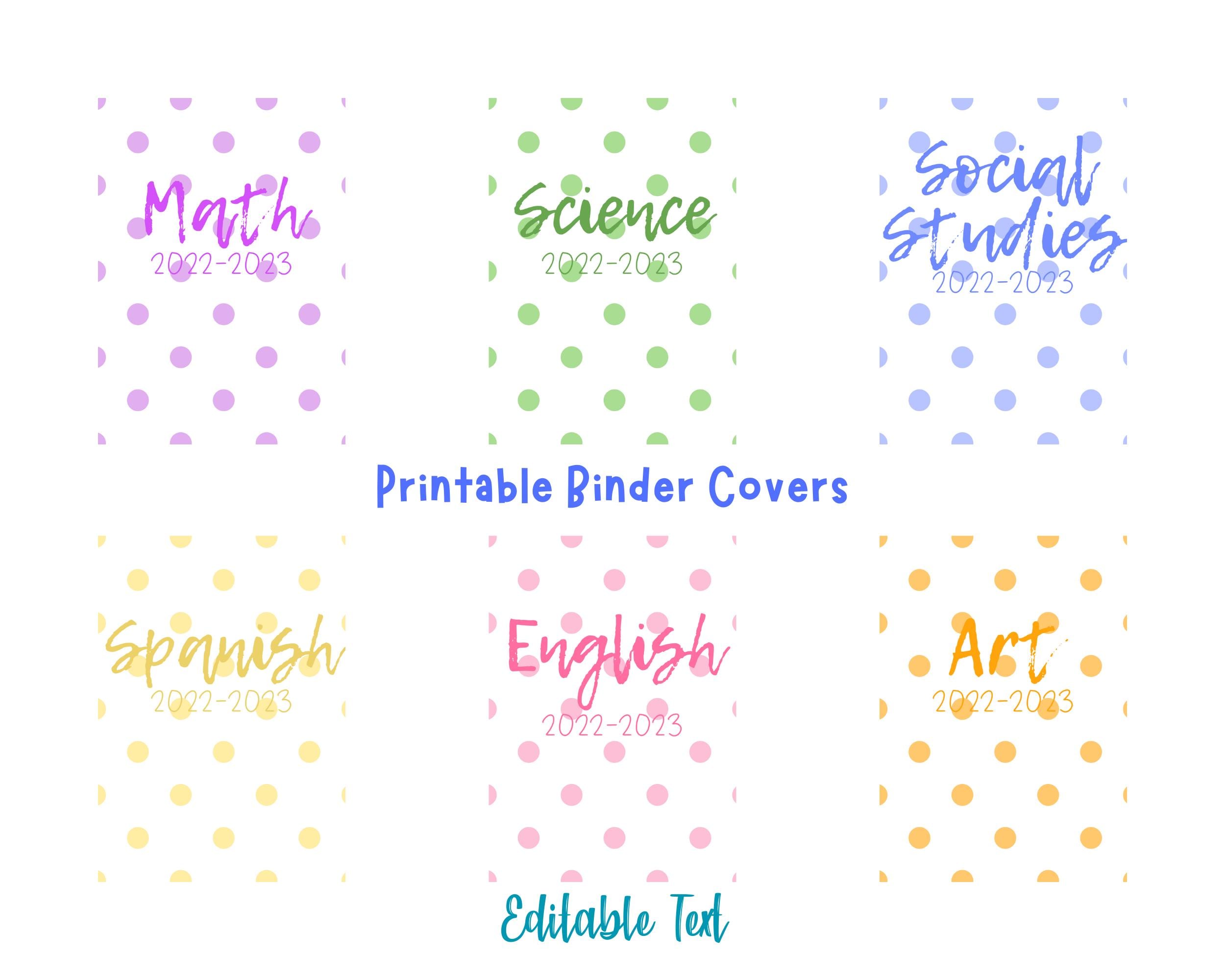 Printable Polka Dot Binder Covers – Editable Subject Covers for School ...