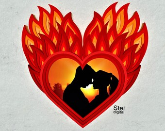 Flaming Heart Svg - Etsy