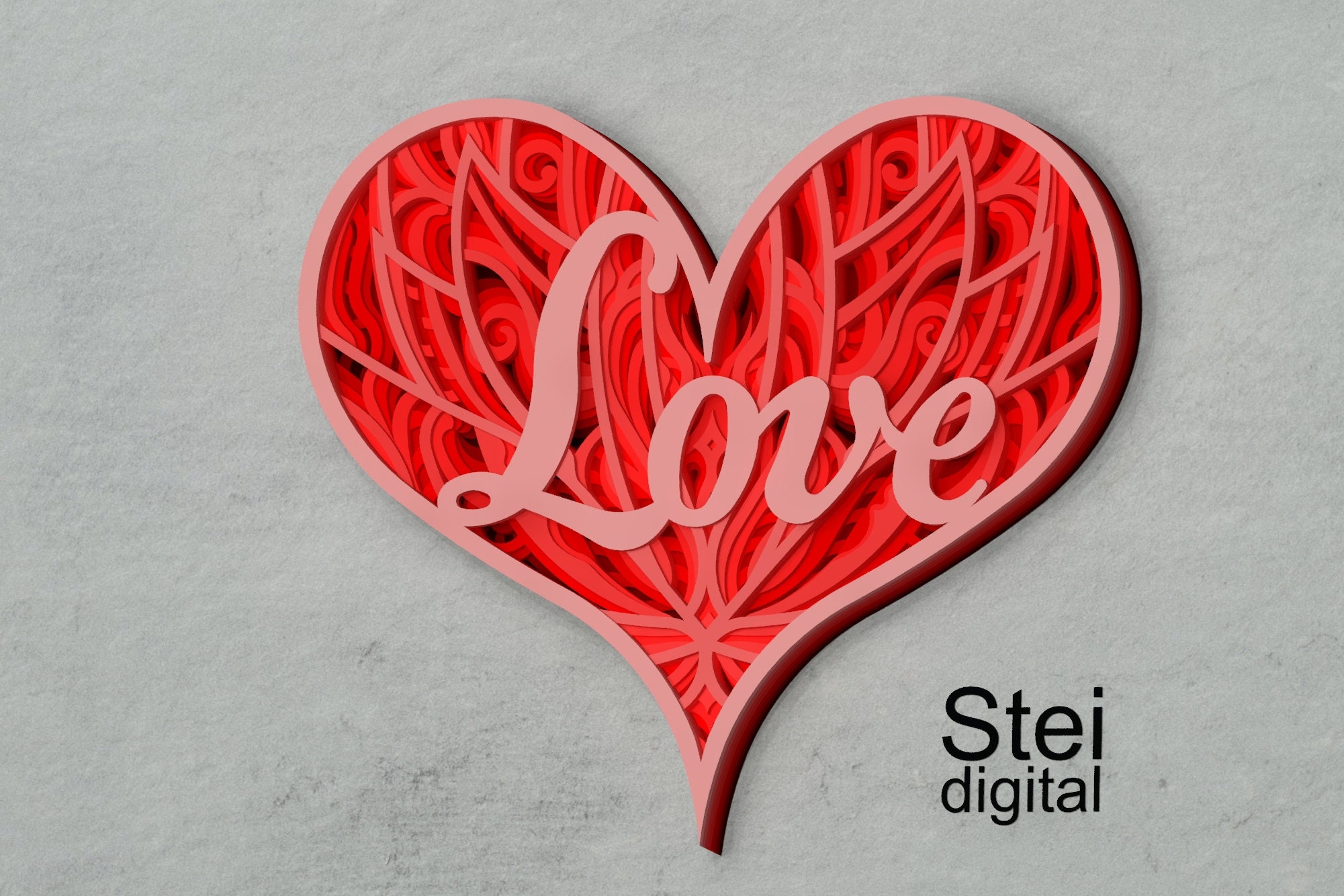 Home & Hobby 3D Layered Heart SVG Laser Cut Heart Mandala DXF ...