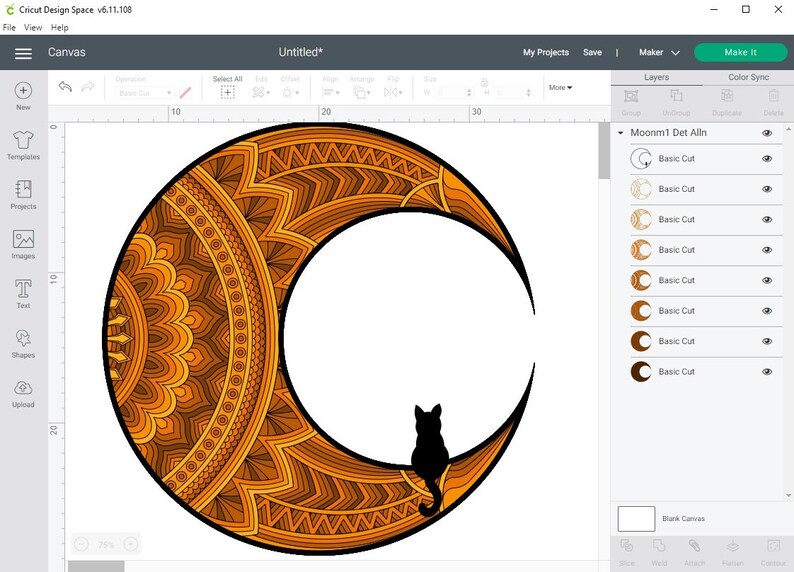 3d Cat on the Moon Mandala Svg Dxf Laser Files Layered Moon - Etsy