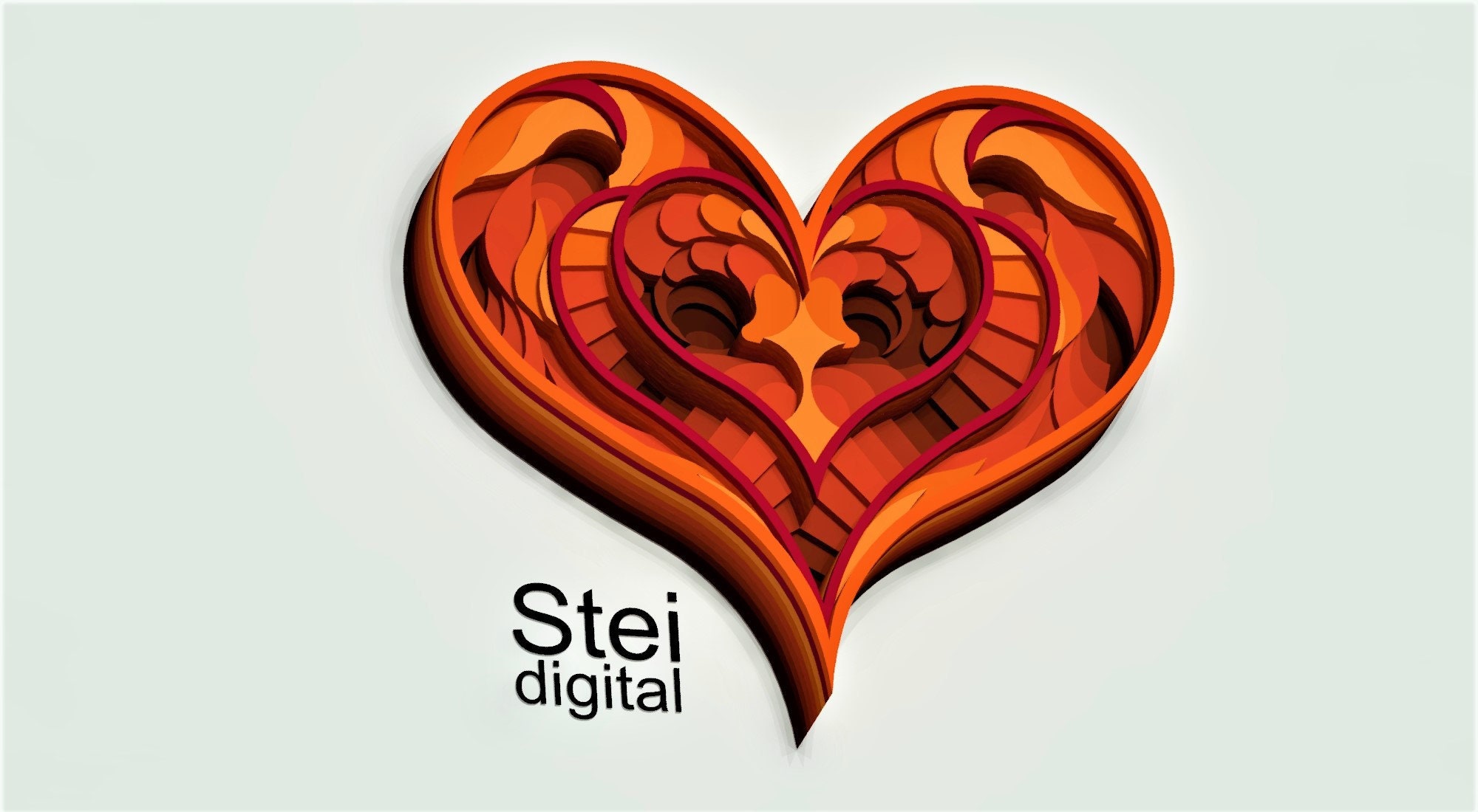 3d capas corazón Cricut SVG archivos DXF para láser CNC | Etsy