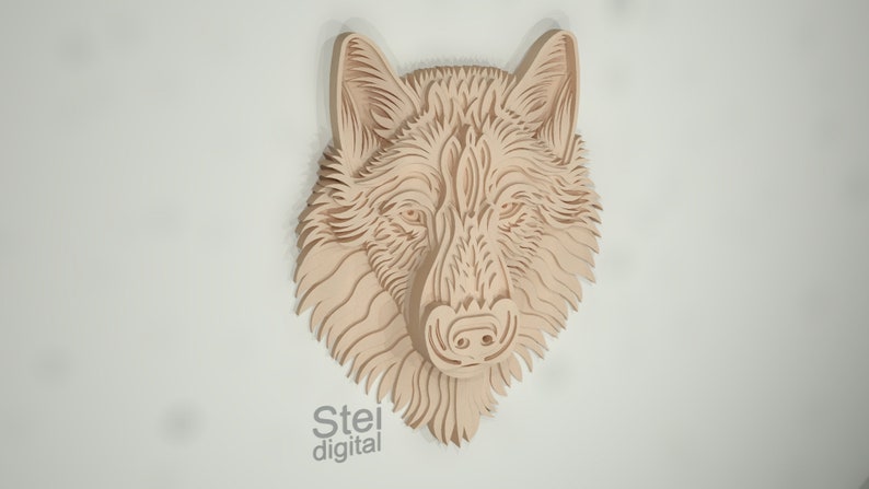 Diseño de lobo 3d DXF archivos SVG para corte por láser | Etsy