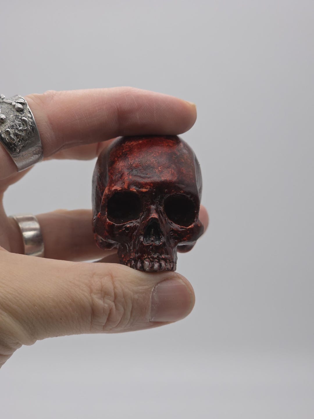 Blood Effect Solid Tiny Human Half Skull Ornament. Small Replica ...