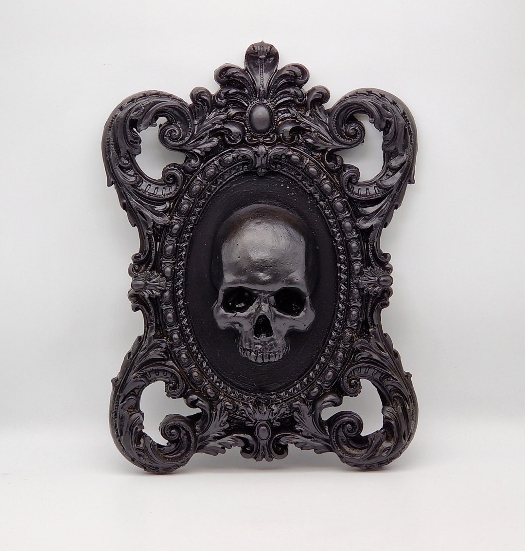 Framed Black Skull. in Gothic Style Frame. - Etsy