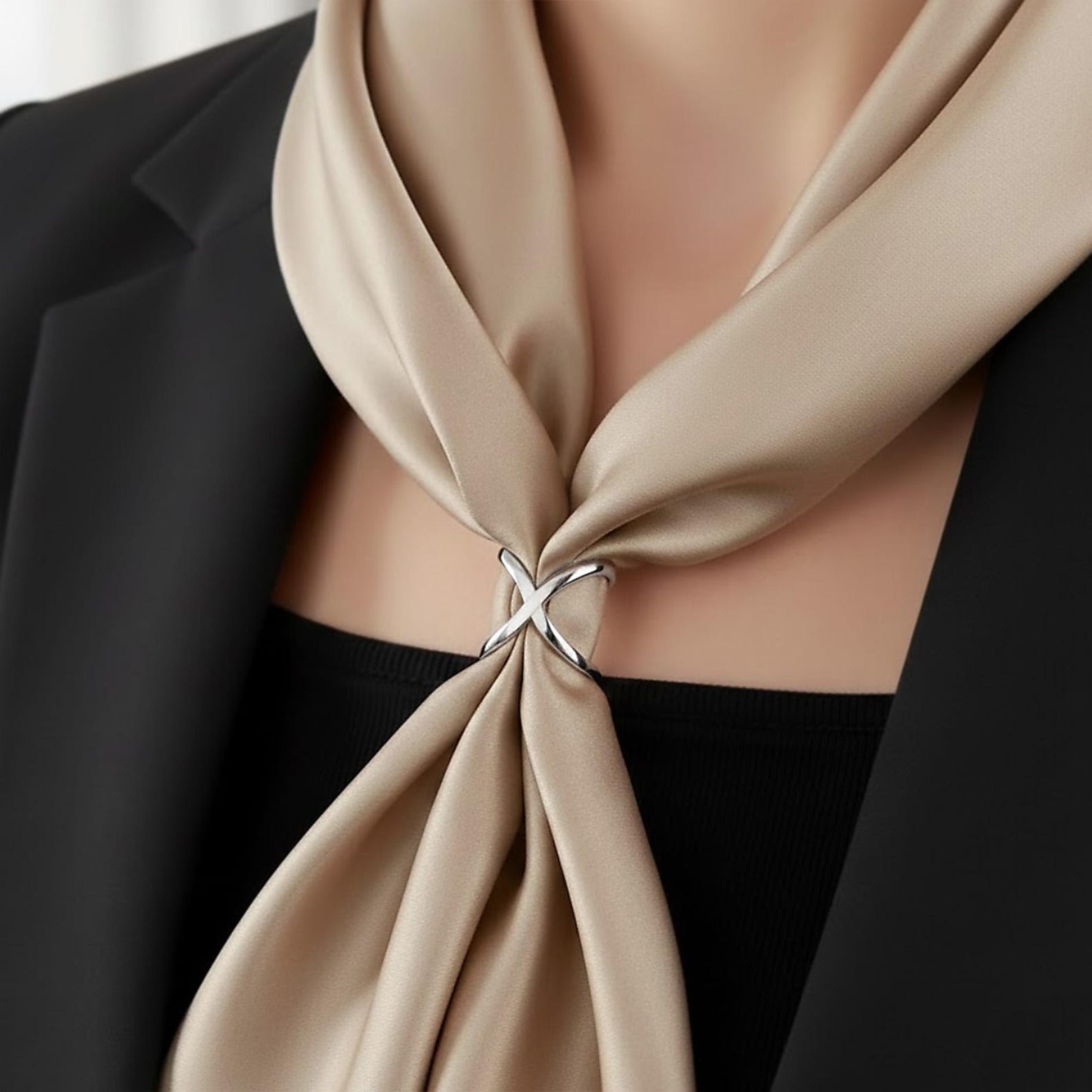 Scarf Ring / Bandana Buckle for Scarves / Gold and Silver, Shawl Holder ...
