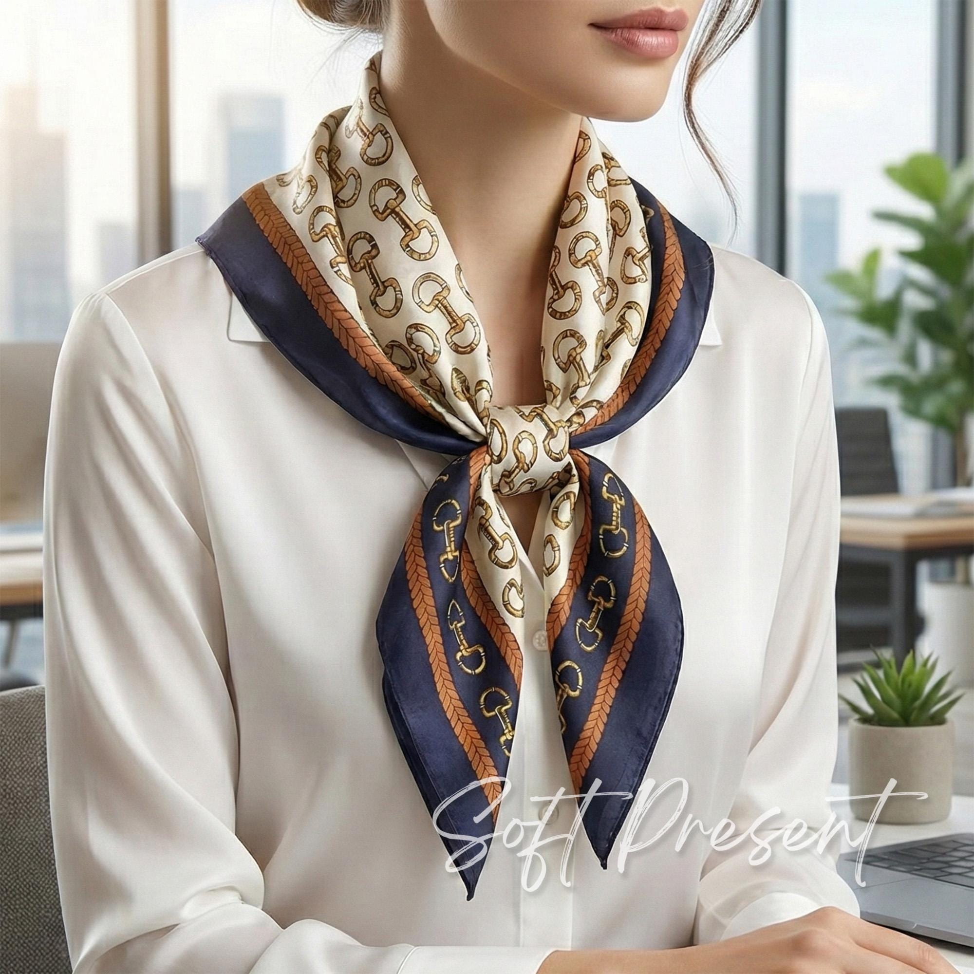 Satin Silk Chain Print Scarf / 70x70cm Luxury Square Handkerchief ...