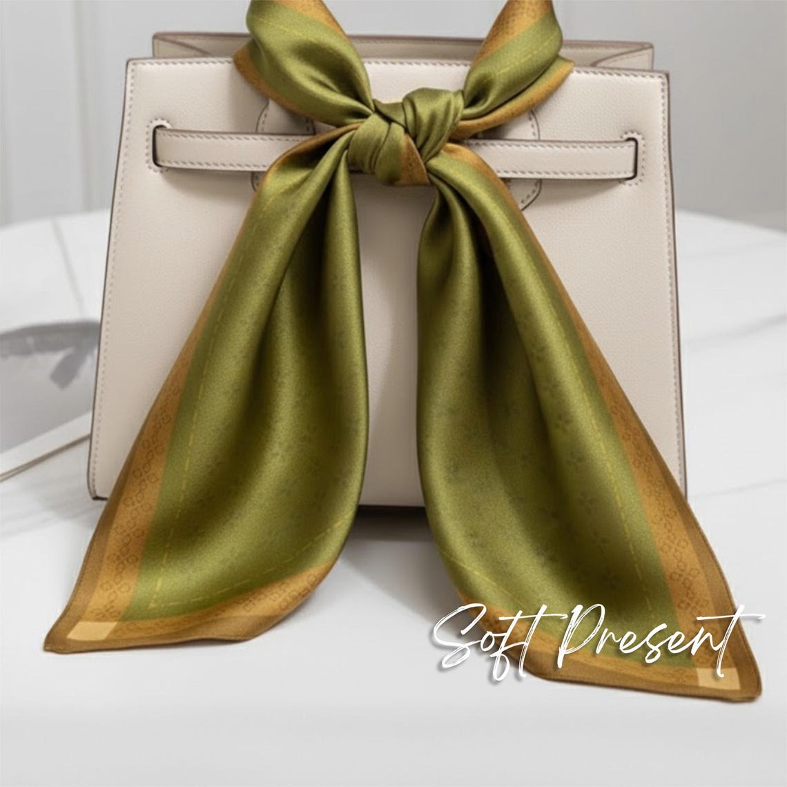 Green Satin Silk Square Neckwear / 70cm X70cm Scarves / Neck Wrap ...