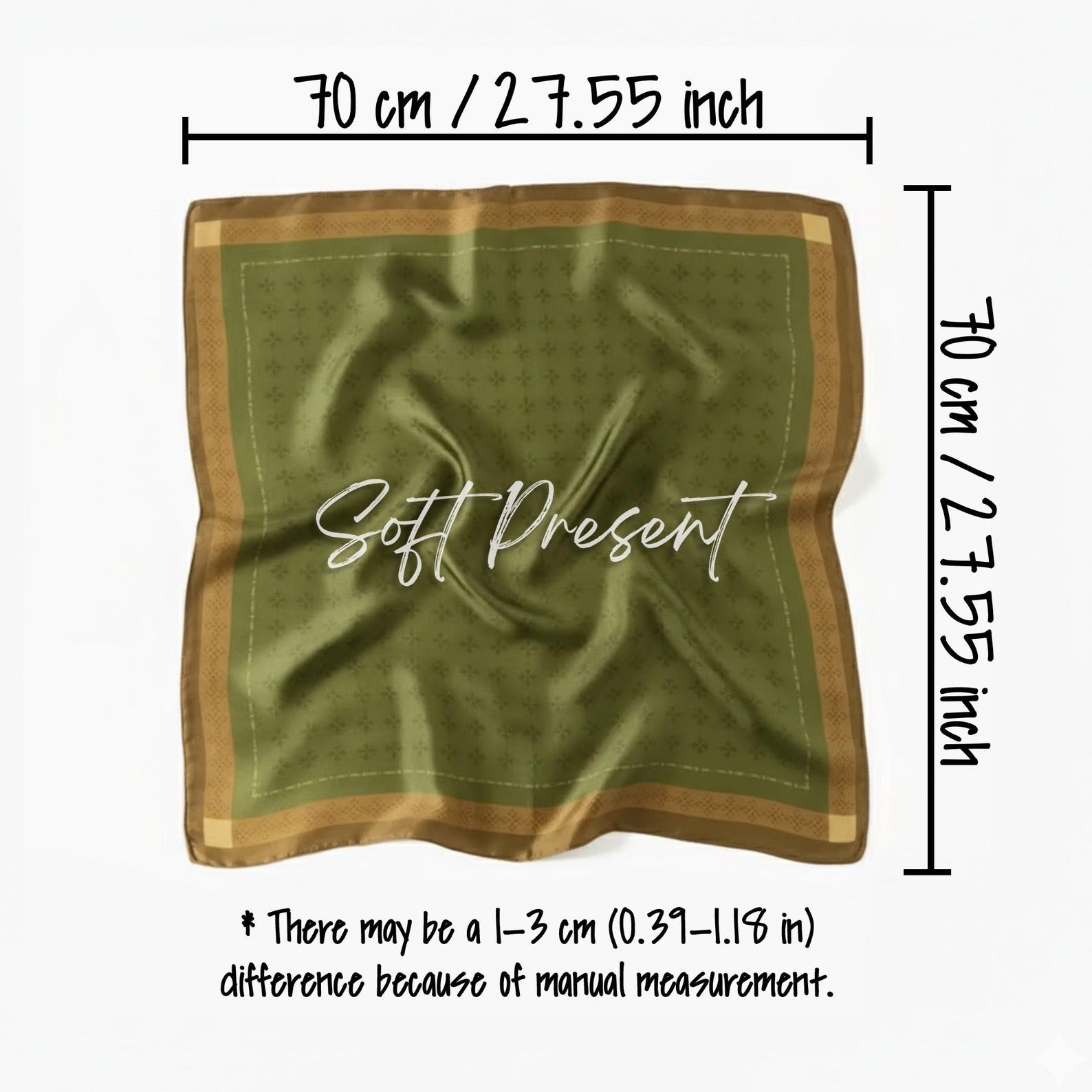 Green Satin Silk Square Neckwear / 70cm X70cm Scarves / Neck Wrap ...