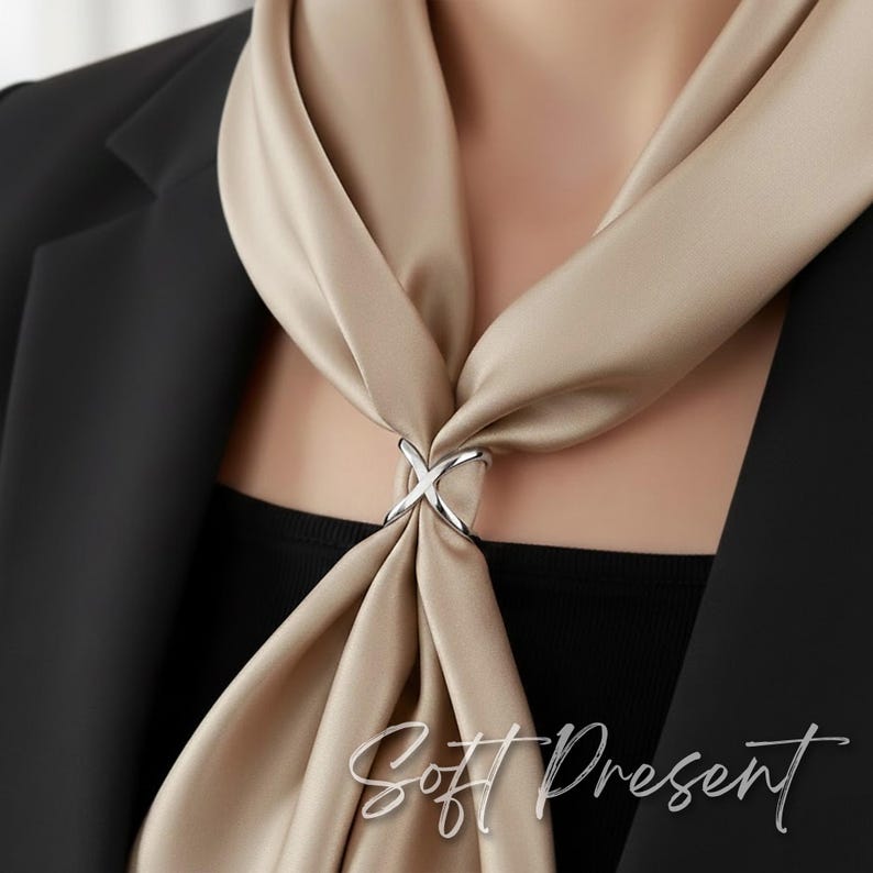 Scarf Ring / Bandana Buckle for Scarves / Gold and Silver, Shawl Holder ...