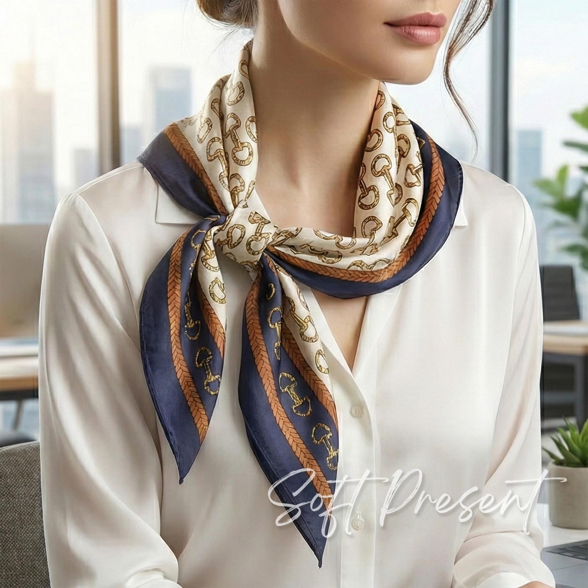 Satin Silk Chain Print Scarf / 70x70cm Luxury Square Handkerchief ...