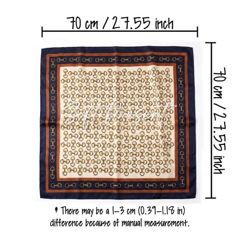 Satin Silk Chain Print Scarf / 70x70cm Luxury Square Handkerchief ...