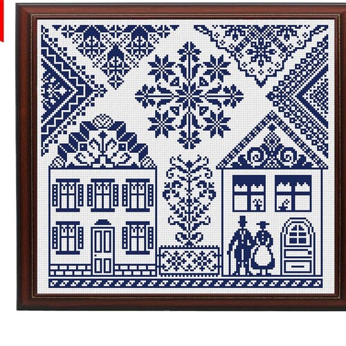 Monochrome Quaker Sampler Counted Cross Stitch Pattern Floral - Etsy