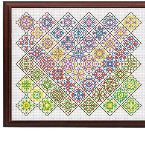 Geometric Tiles Cross Stitch Pattern PDF Talavera Style - Etsy