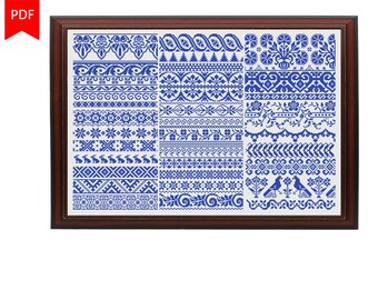 Vintage Floral Cross Stitch Borders Pattern Instant Download | Etsy