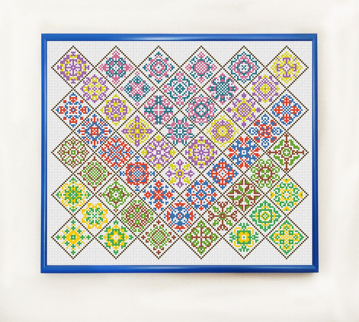 Modern Folk Sampler Cross Stitch Pattern Quaker Sampler Geometric ...