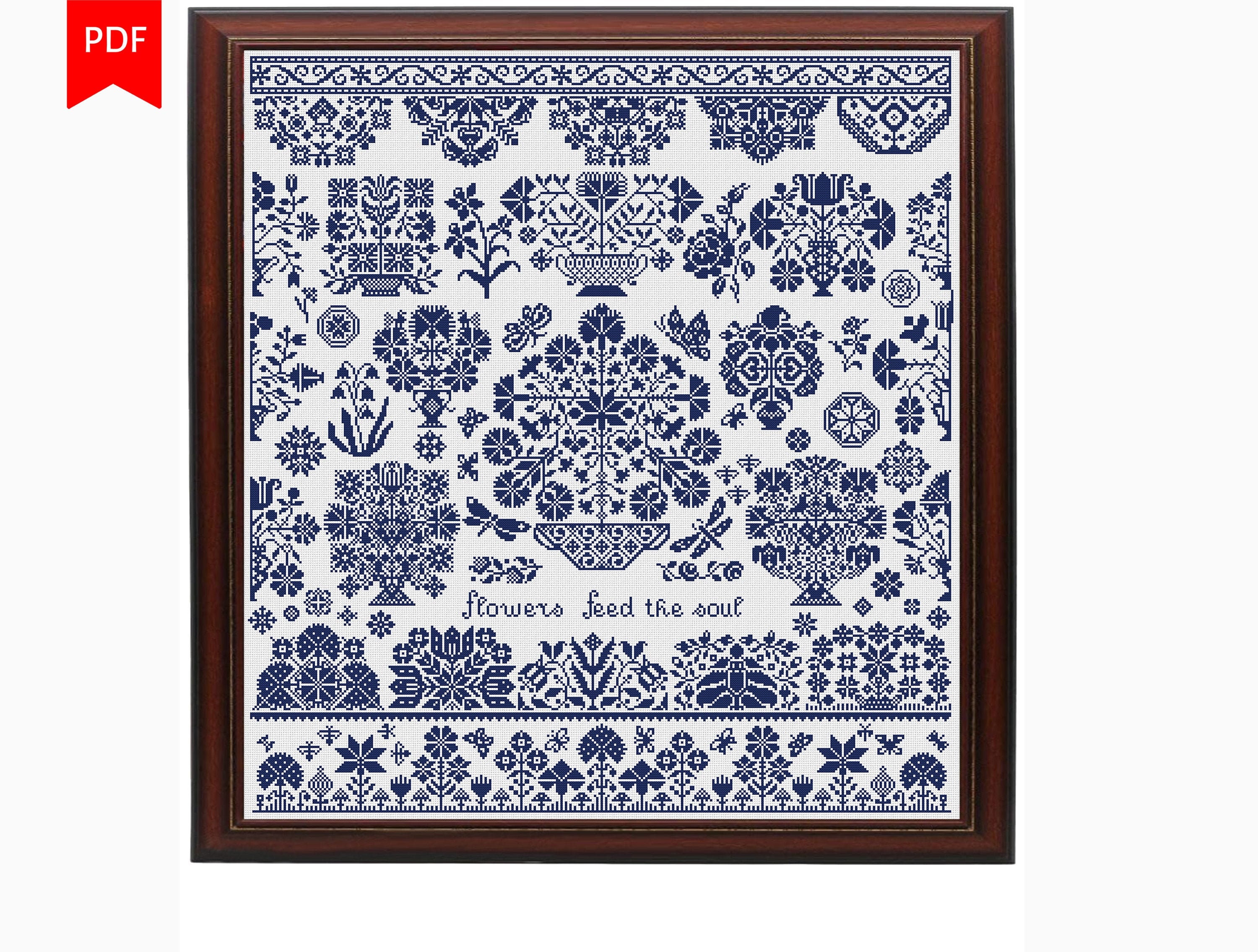 Sewing & Fiber Kits & How To Roses Mini Quaker Cross Stitch Pattern PDF ...