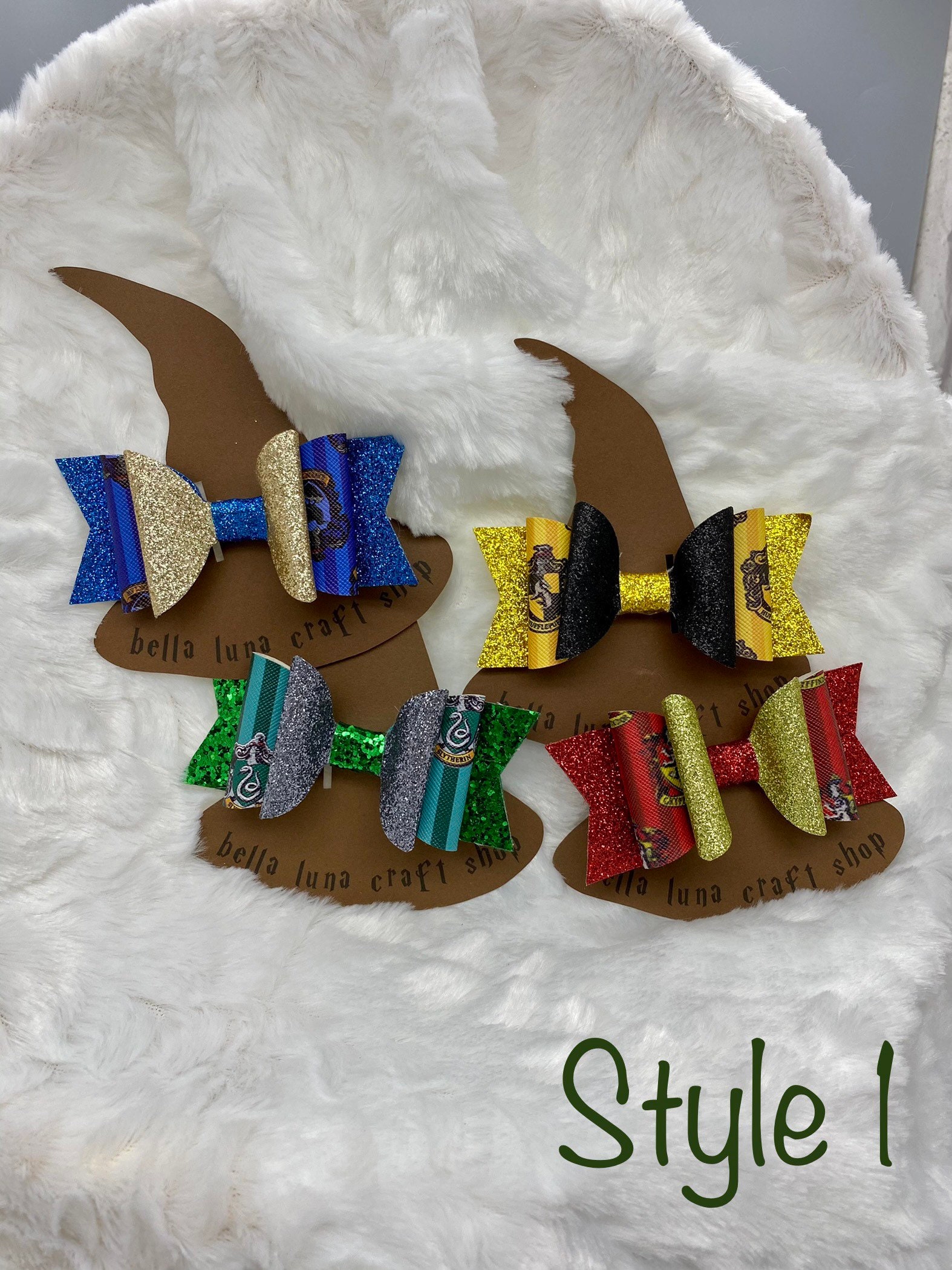 Harry Potter Hair Bows Matching Earrings Faux Leather Bows - Etsy