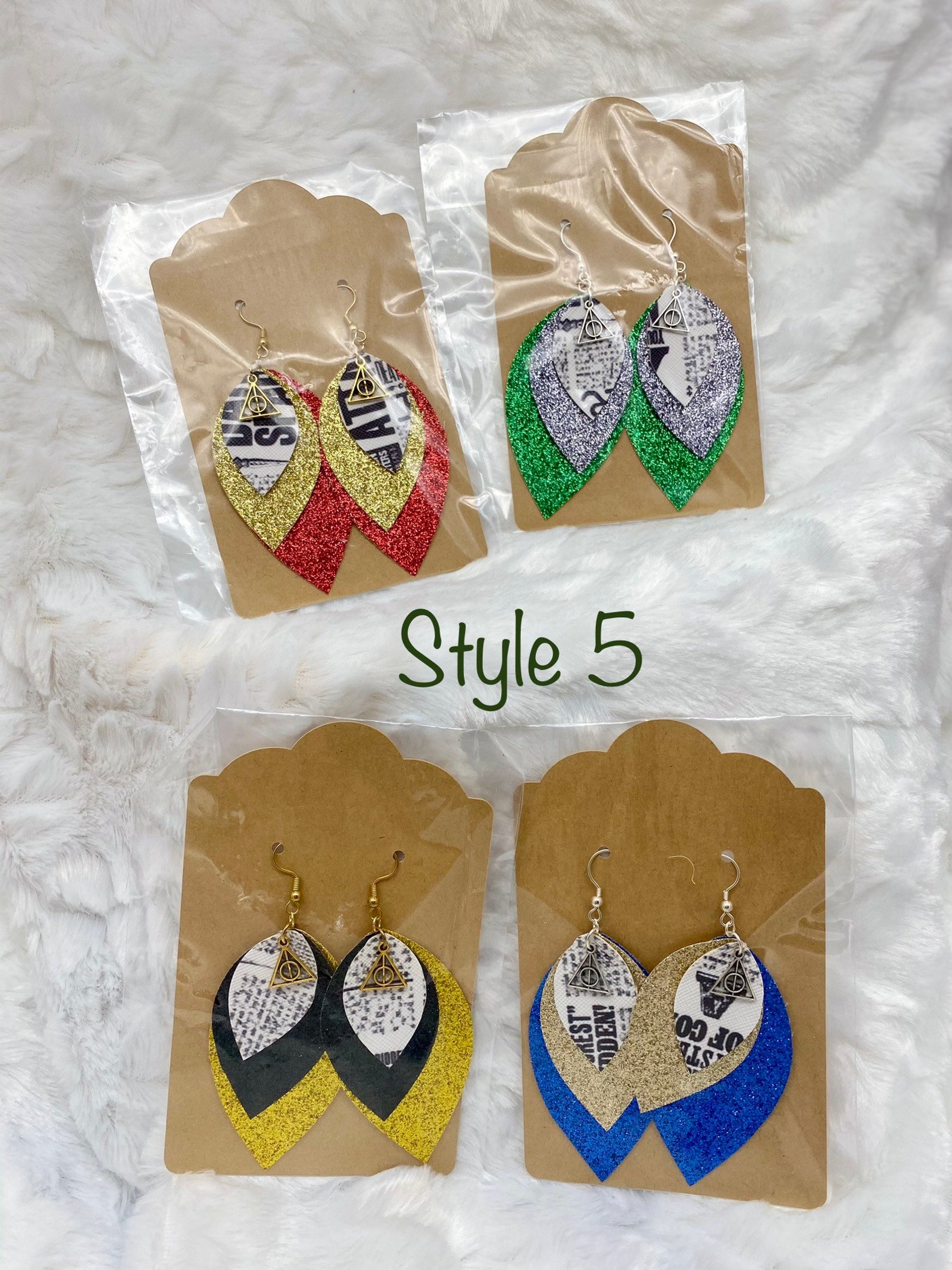 Harry Potter Hair Bows Matching Earrings Faux Leather Bows - Etsy