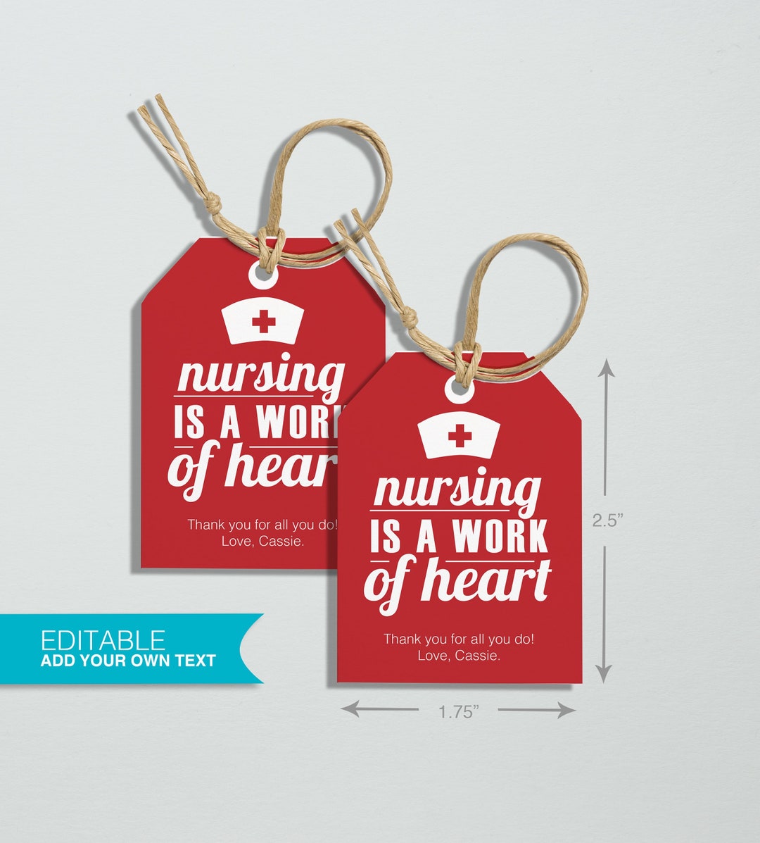 Nurse Appreciation Gift Tag Editable Template - Instant Download Thank ...