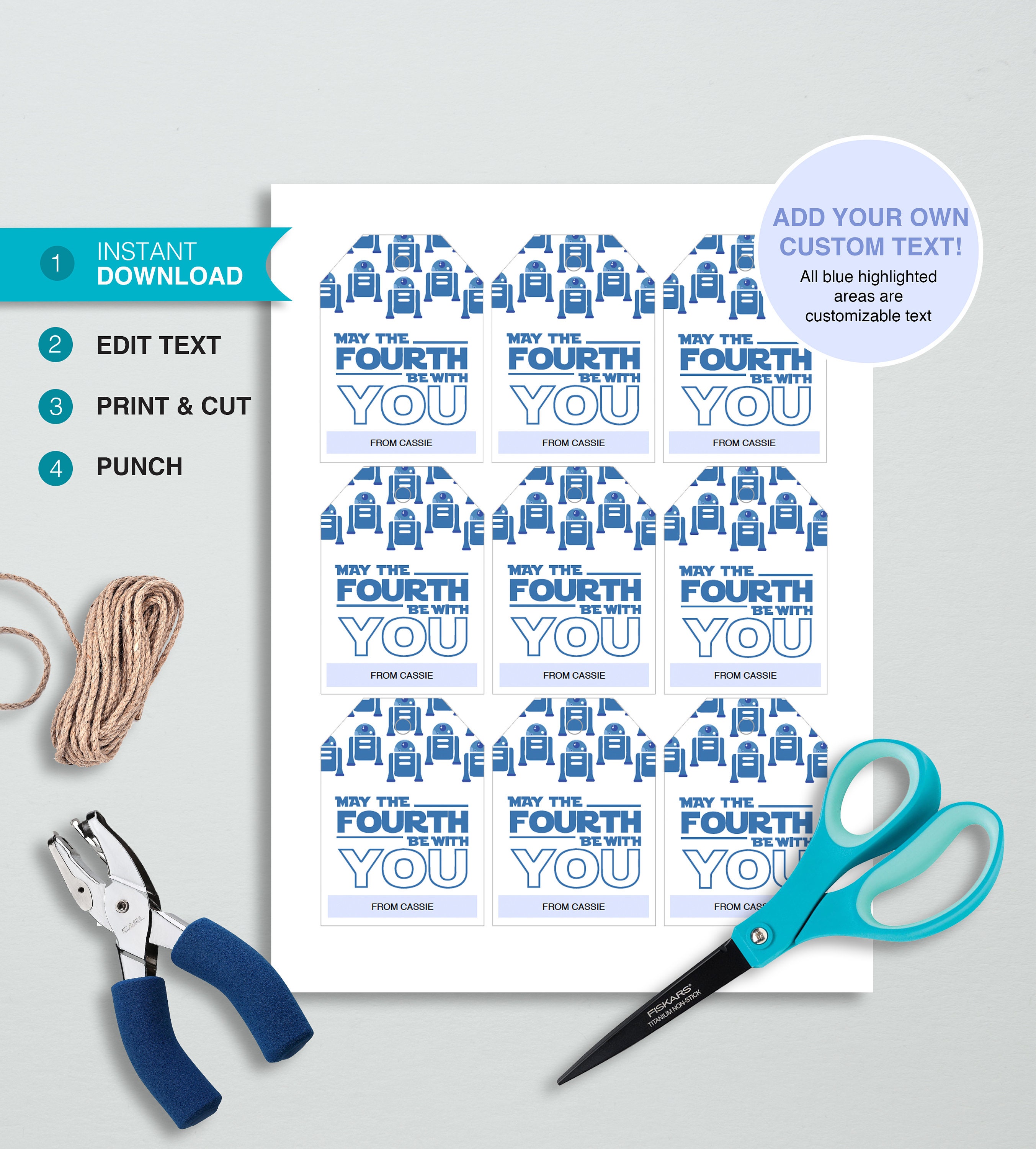 May the Fourth Be With You Gift Tags - Editable Template, Star Wars ...