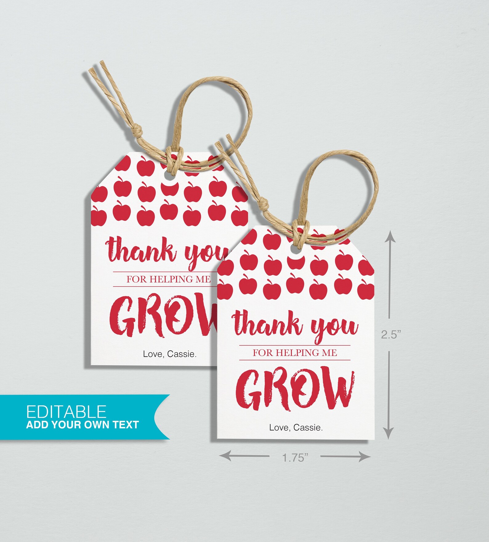 Teacher Appreciation Gift Tags Editable Template Teacher - Etsy