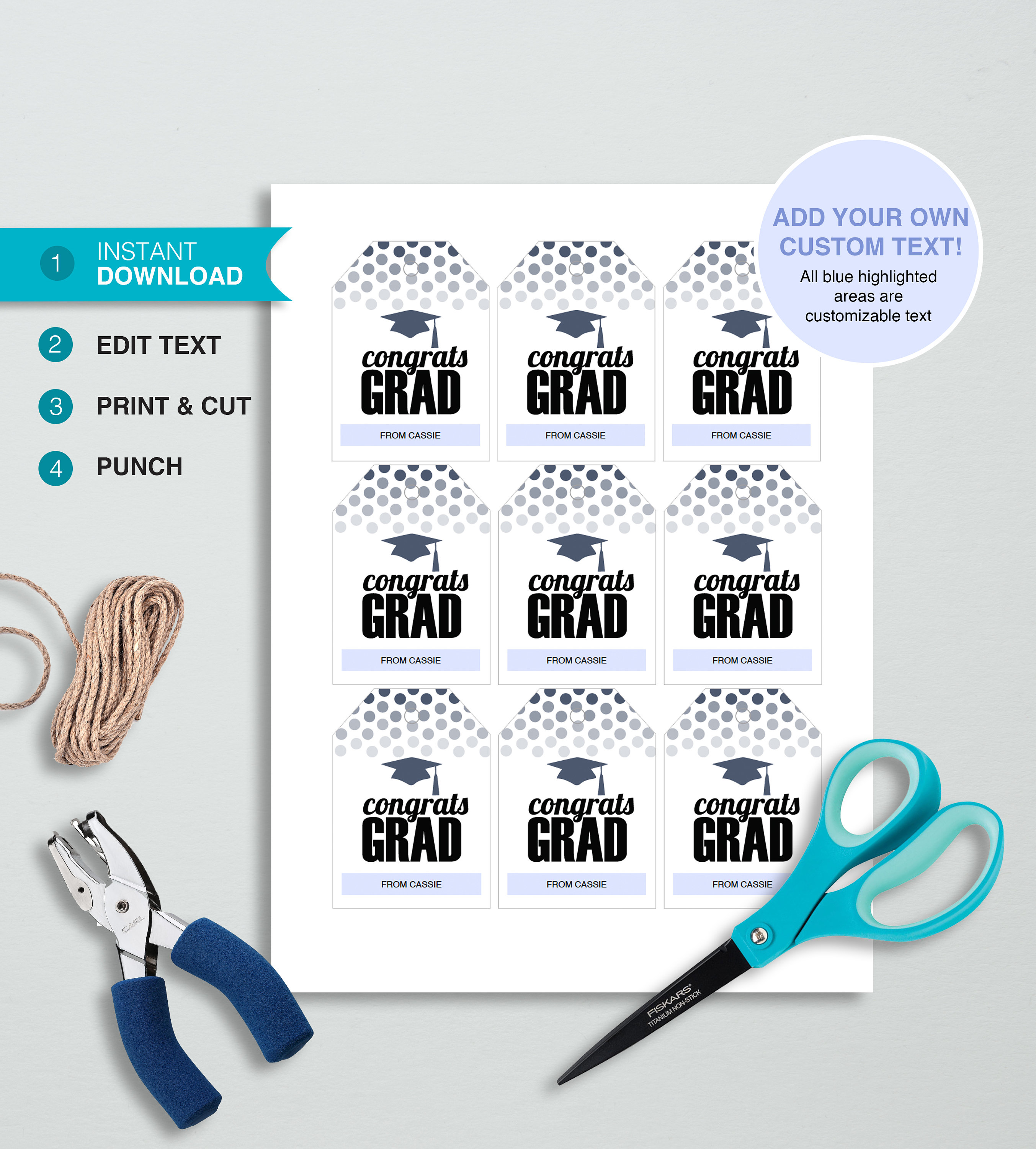 Graduation Gift Tags High School Editable Template Instant - Etsy