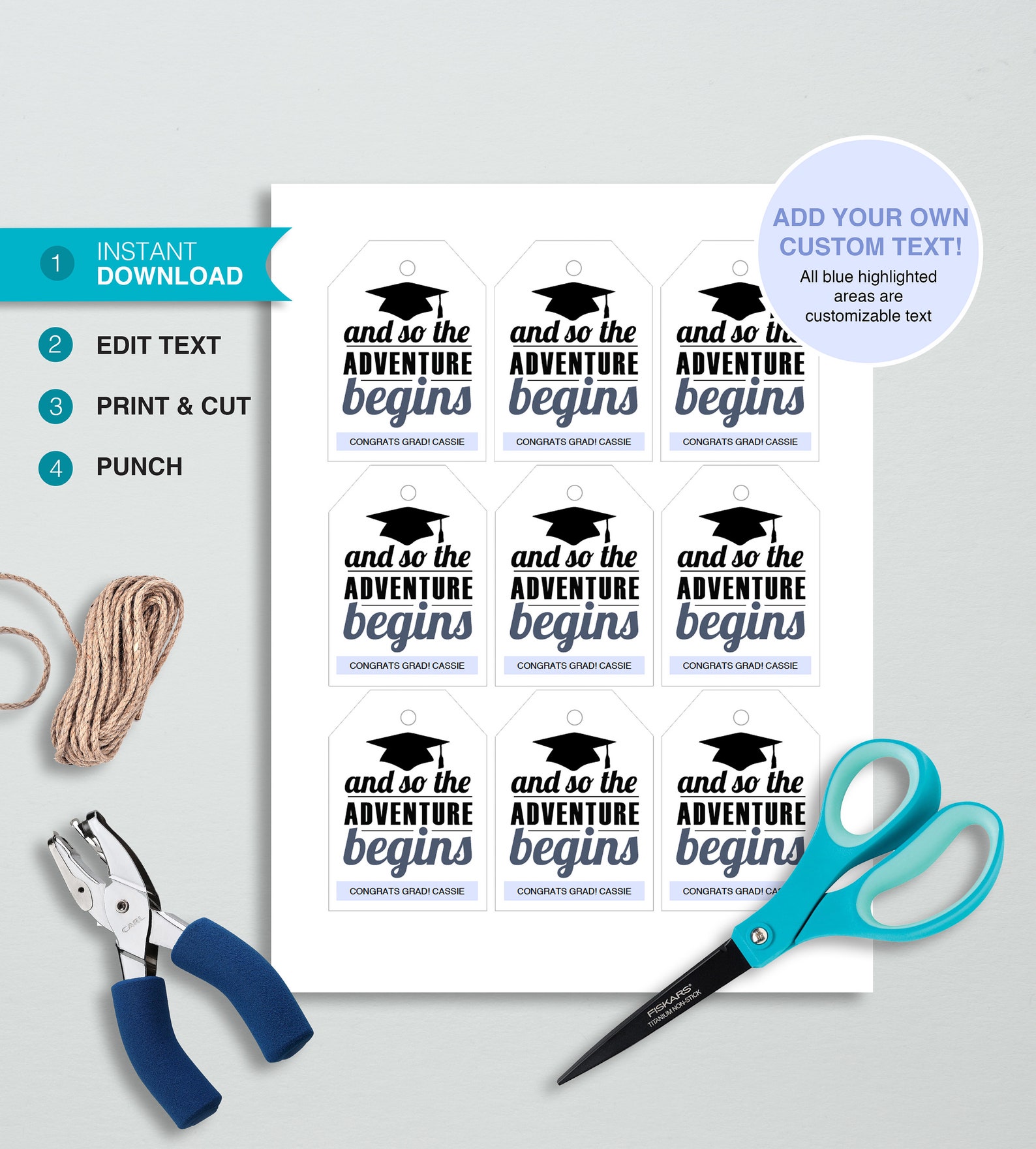 Graduation Gift Tags, High School, Editable Template Instant Download ...
