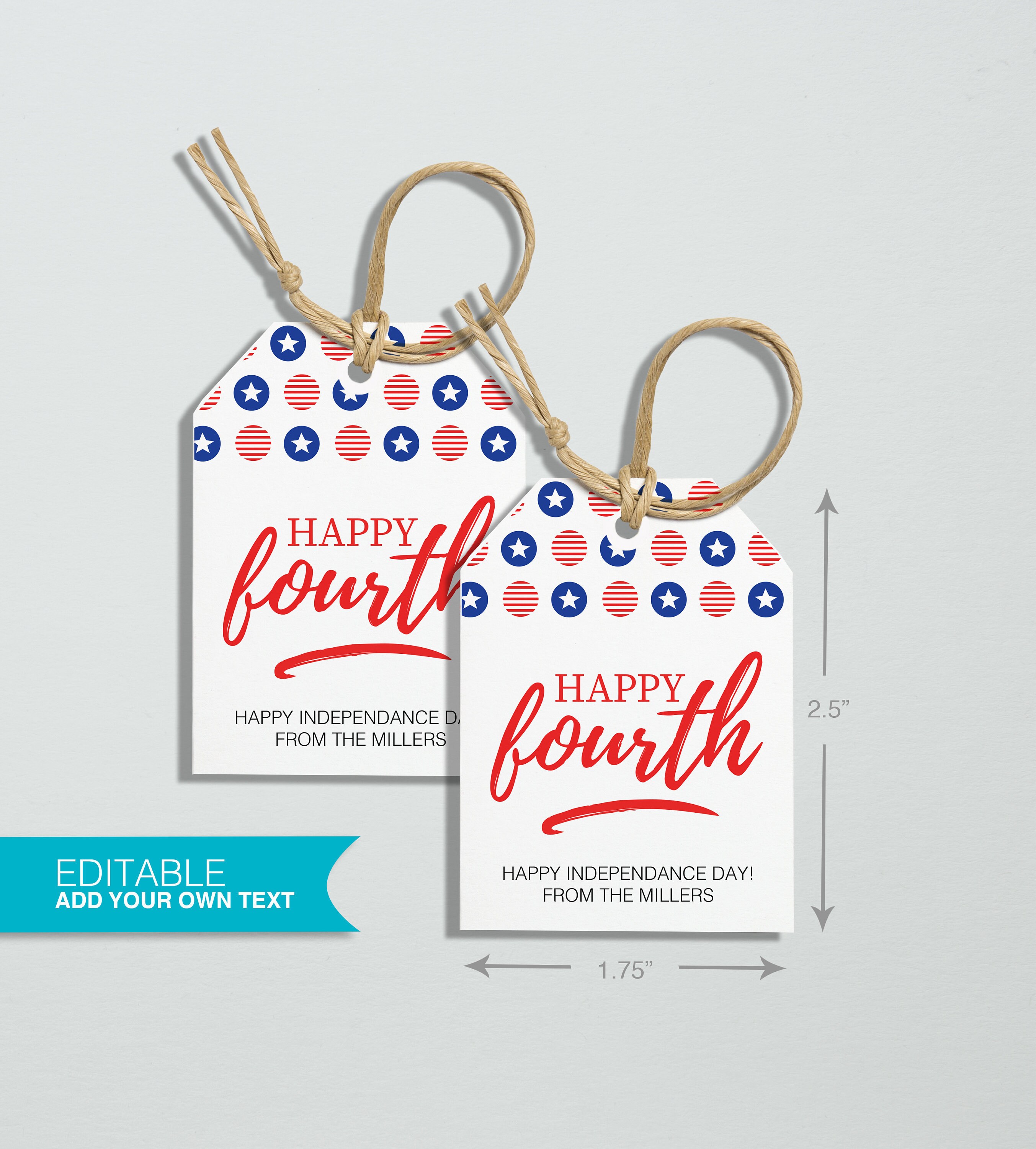 Happy 4th of July Editable Gift Tags Instant Download, Memorial Day ...
