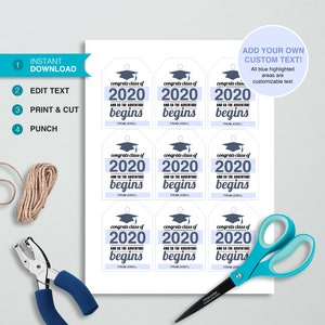 Graduation Gift Tags, High School, Editable Template - Instant Download ...
