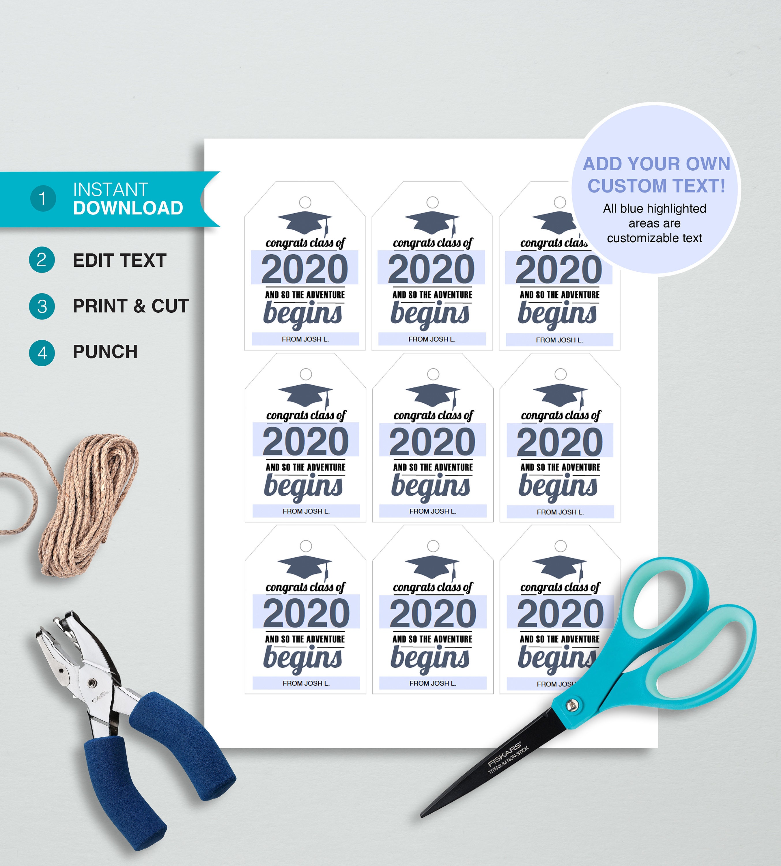 Graduation Gift Tags, High School, Editable Template - Instant Download ...
