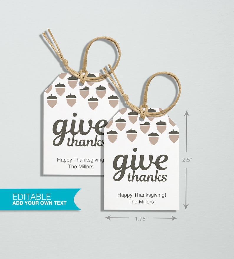 Editable Template Instant Download Thanksgiving Gift Tags - Etsy