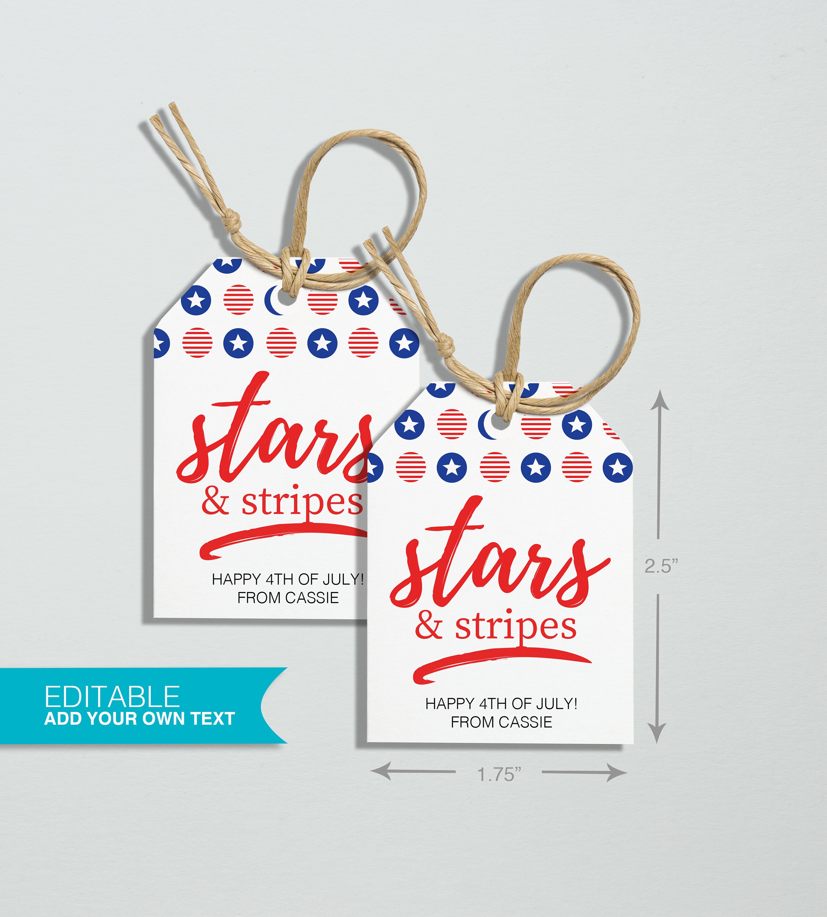 Happy 4th of July Editable Gift Tags - Instant Download, Memorial Day ...